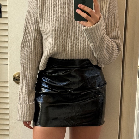Zara | Skirts | Zara Black Mini Vinyl Skirt Size S | Poshmark